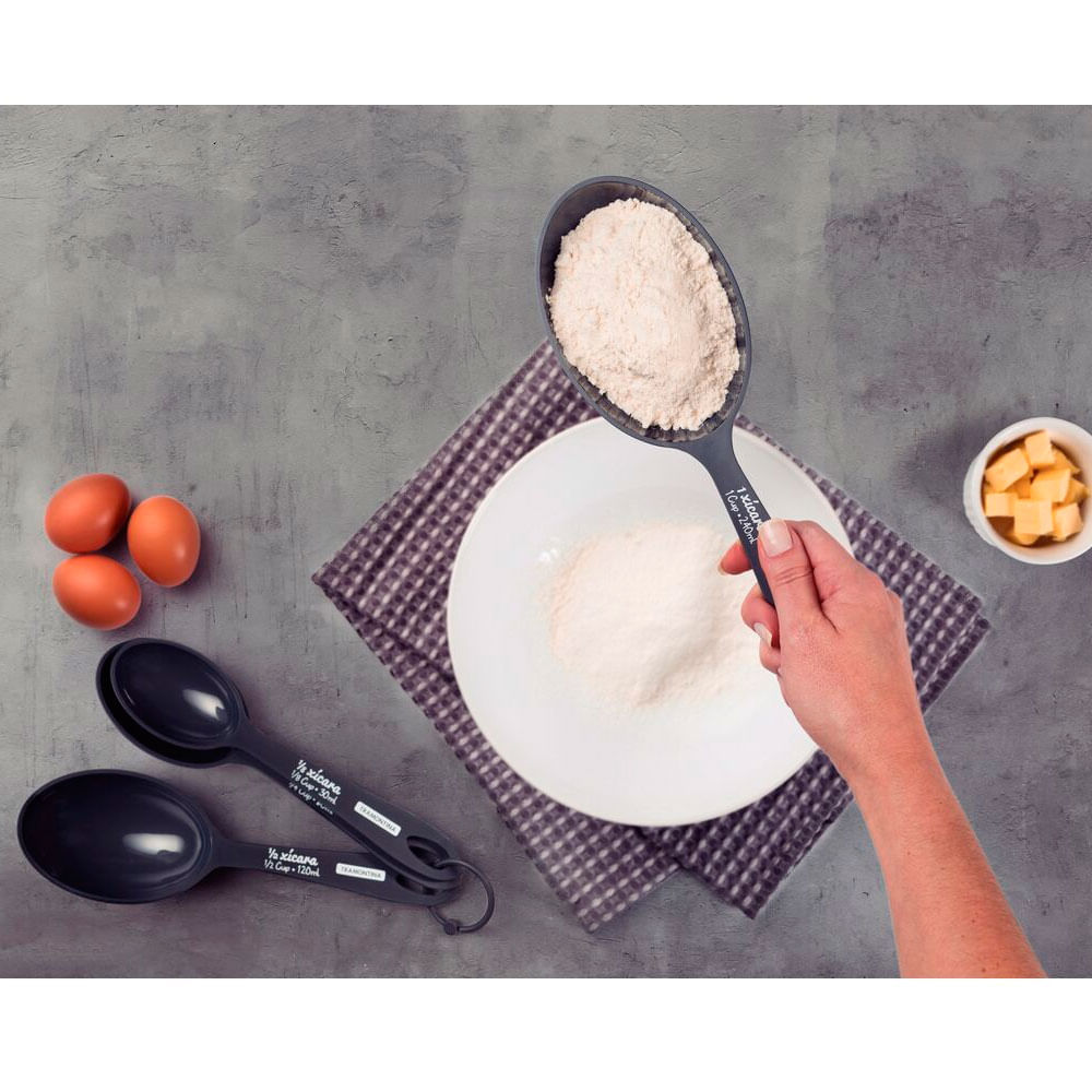 Jogo de 4 Colheres Medidoras Power Up Cinza Tramontina - Cosama Casa